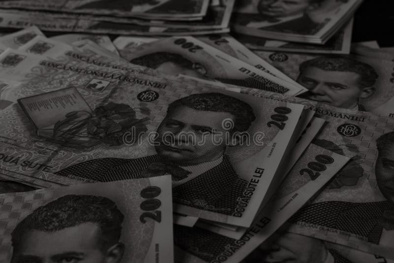 Stack of LEI Romanian Money. RON Leu Money European Currency Stock ...