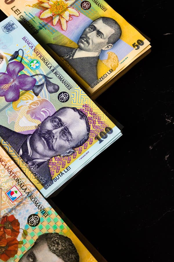 Stack of LEI Romanian Money. RON Leu Money European Currency Stock ...