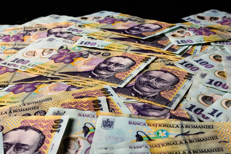 Stack of LEI Romanian Money. RON Leu Money European Currency Stock ...