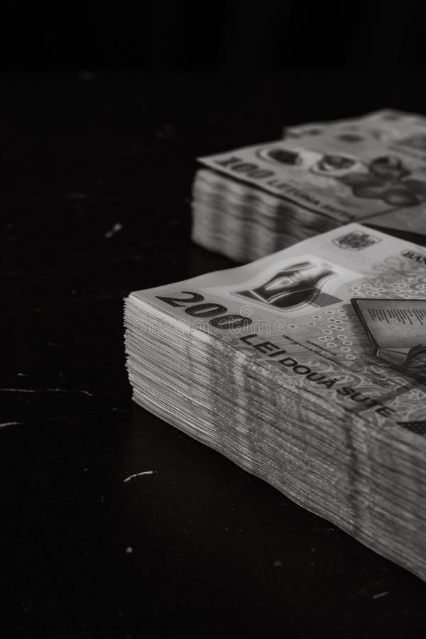 Stack of LEI Romanian Money. RON Leu Money European Currency Stock ...