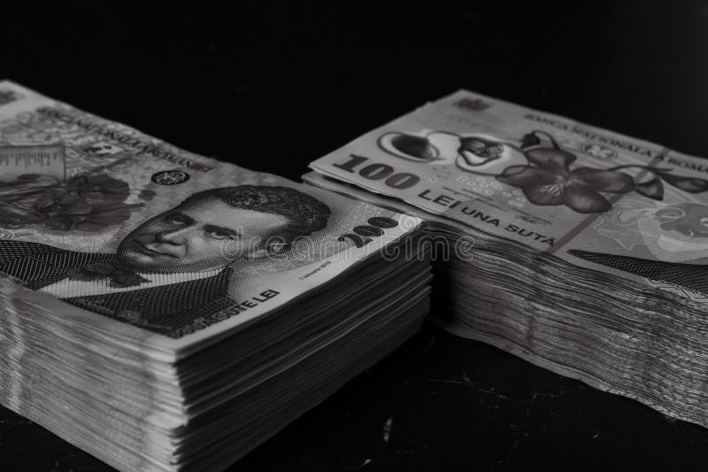 Stack of LEI Romanian Money. RON Leu Money European Currency Stock ...