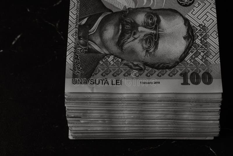 Stack of LEI Romanian Money. RON Leu Money European Currency Stock ...