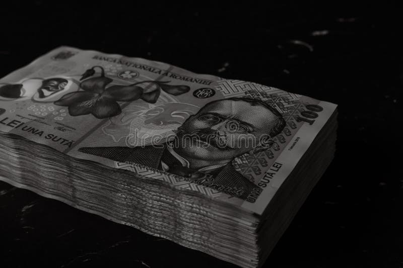 Stack of LEI Romanian Money. RON Leu Money European Currency Stock ...