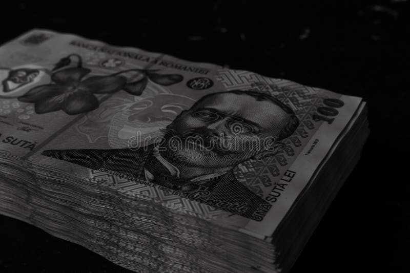 Stack of LEI Romanian Money. RON Leu Money European Currency Stock ...