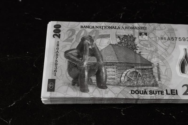 Stack of LEI Romanian Money. RON Leu Money European Currency Stock ...