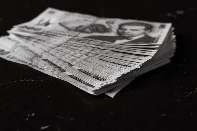 Stack of LEI Romanian Money. RON Leu Money European Currency Stock ...