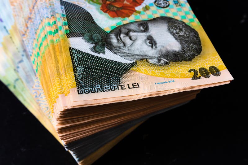 Stack of LEI Romanian Money. RON Leu Money European Currency Stock ...