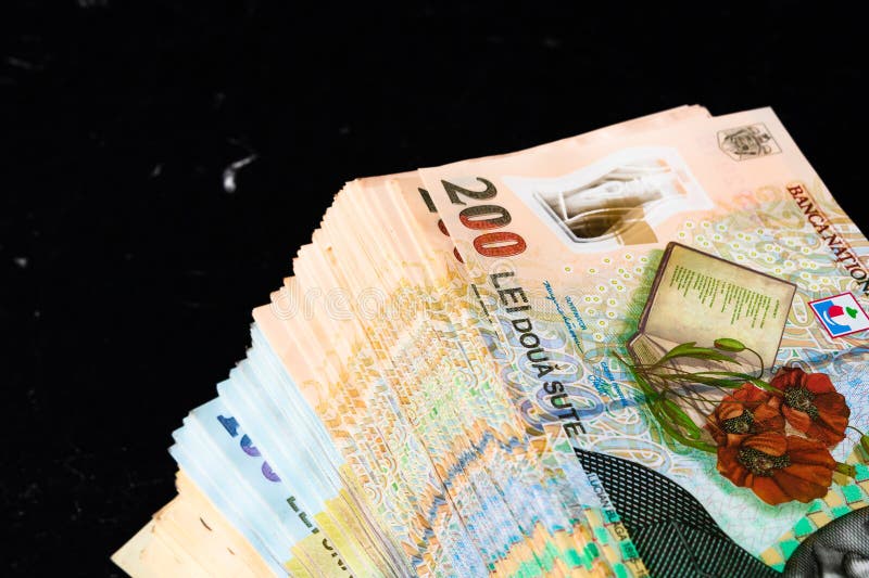 Stack of LEI Romanian Money. RON Leu Money European Currency Stock ...