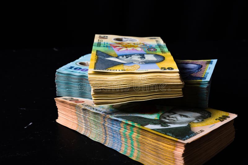 Stack of LEI Romanian Money. RON Leu Money European Currency Stock ...