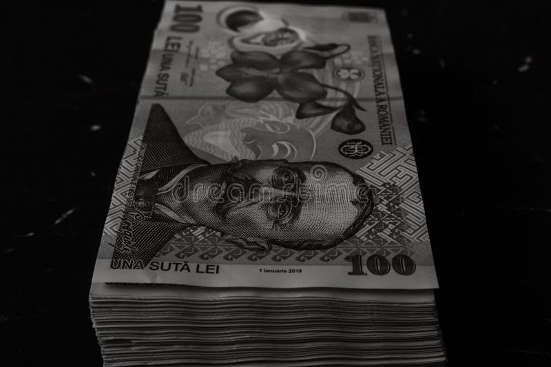 Stack of LEI Romanian Money. RON Leu Money European Currency Stock ...