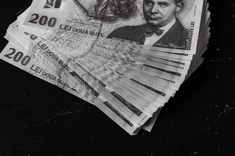 Stack of LEI Romanian Money. RON Leu Money European Currency Stock ...