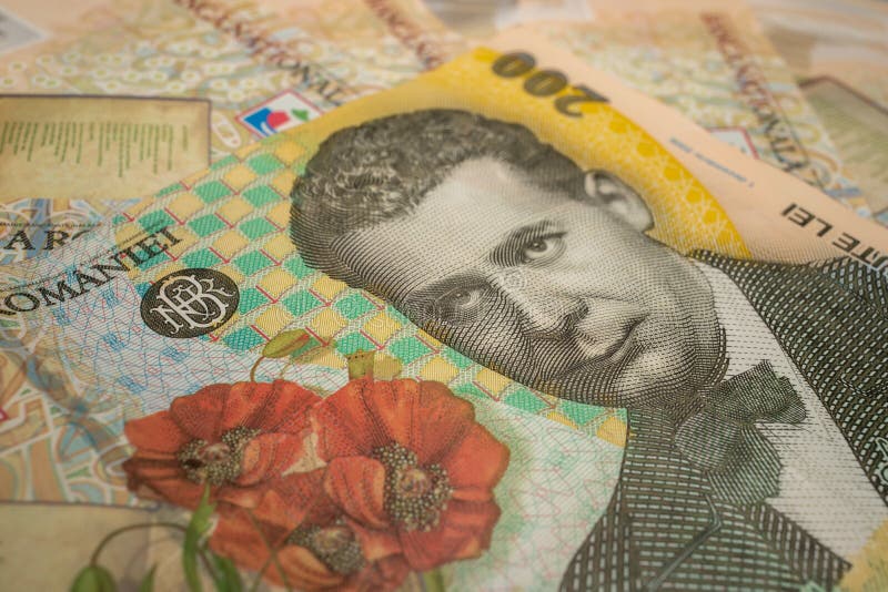 Stack of LEI Romanian Money. RON Leu Money European Currency 200 Lei ...