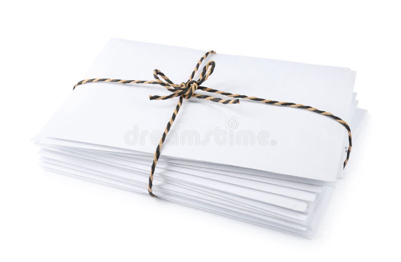 Stack of Letters Wrapped with Rope on White Background Stock Photo ...