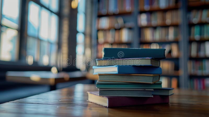The Stack of Library Books. AI Generated Stock Photo - Image of indoor ...