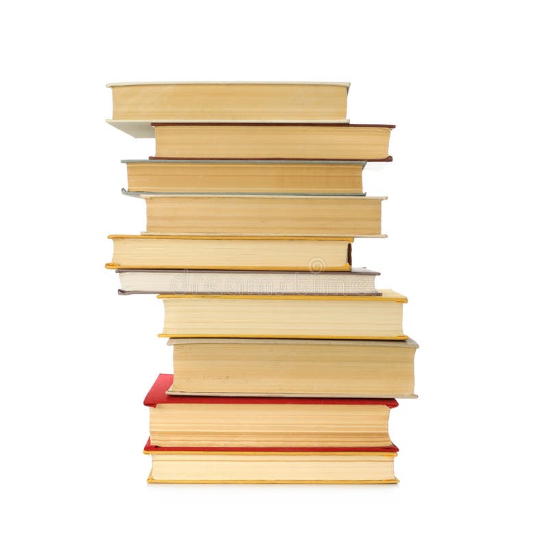 Stack of Library Books on White Background Stock Photo - Image of ...