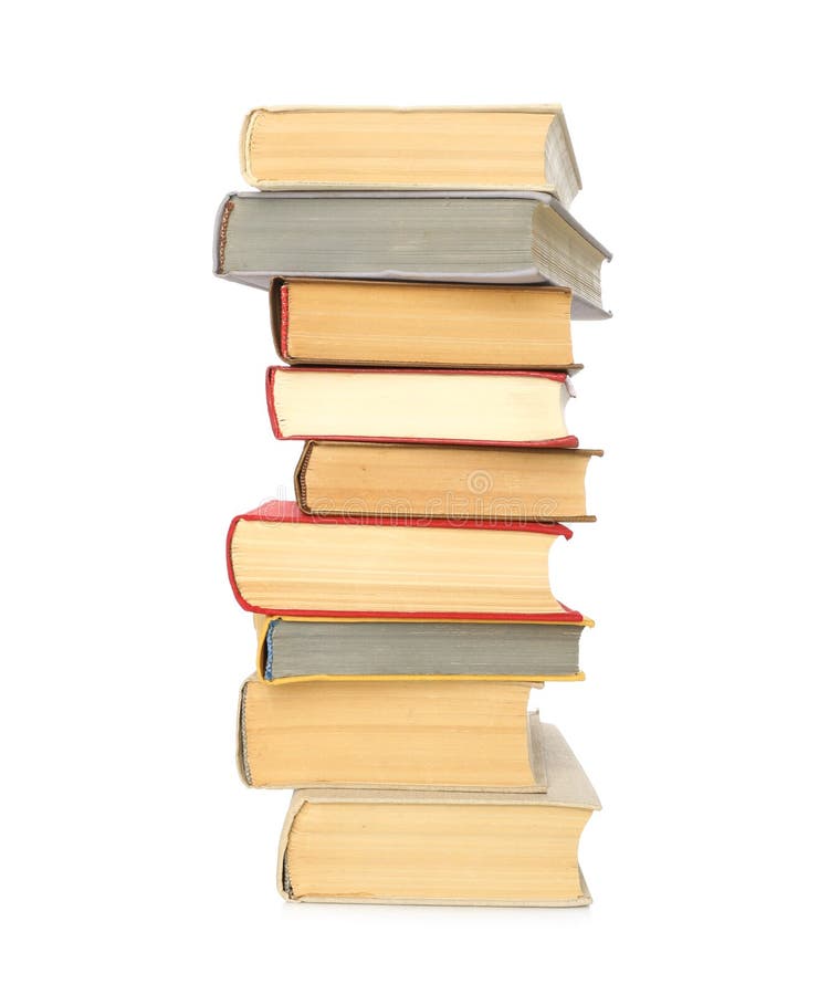 Stack of Library Books on White Background Stock Image - Image of ...