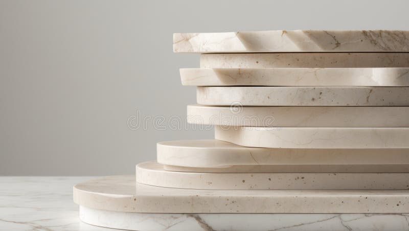 A Stack of Light Beige Marble Slabs Each Layer Displaying Unique ...