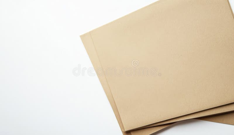 Stack of Light Brown Kraft Paper Sheets on White Background Stock ...
