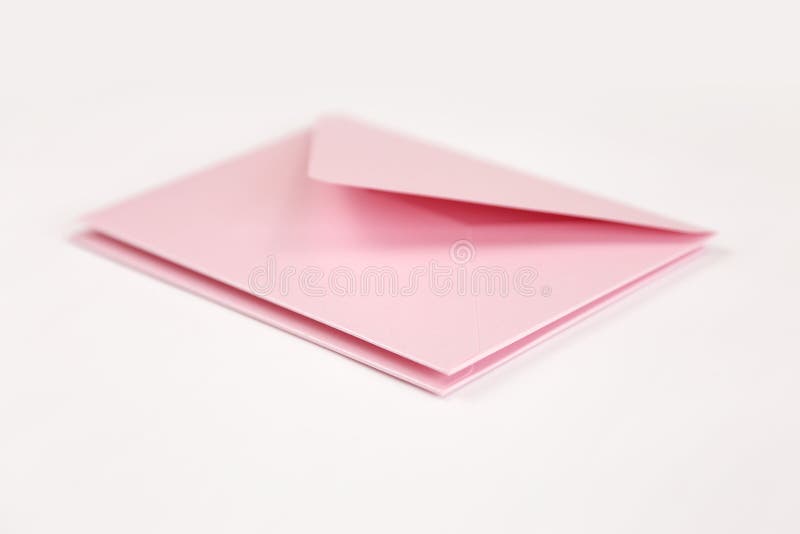 Stack of Light Pink Open Envelope on White Isolated Background. Two ...