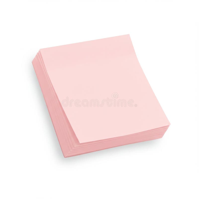 Stack of Light Pink Sticky Notes on White Background Stock Illustration ...