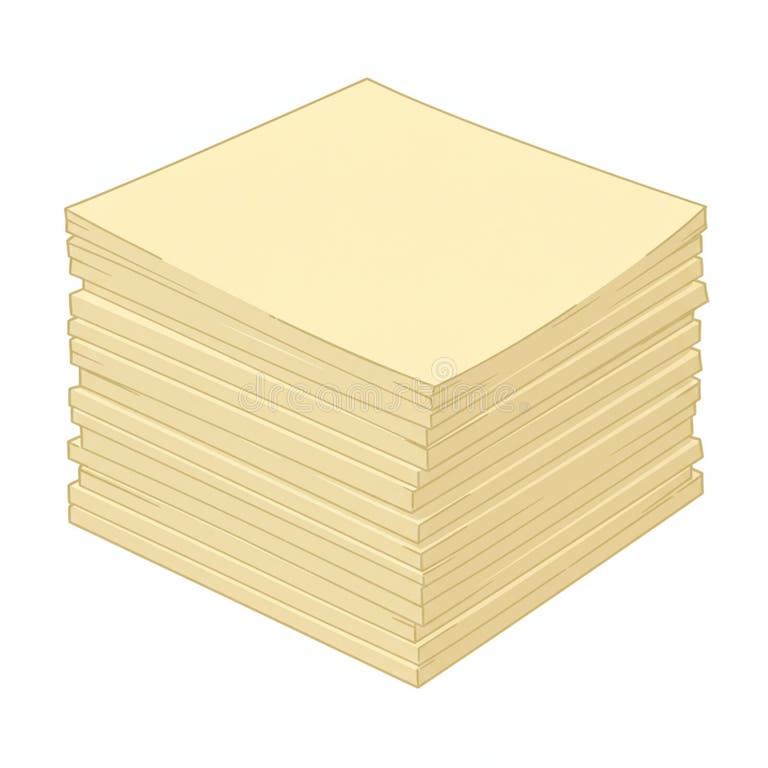 A Stack of Light Yellow, Rectangular Papers, Neatly Piled in a Tower ...