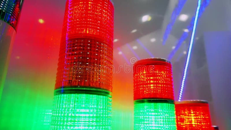 Stack Lights in Automated Production Module in Factory. Close-up Stock ...