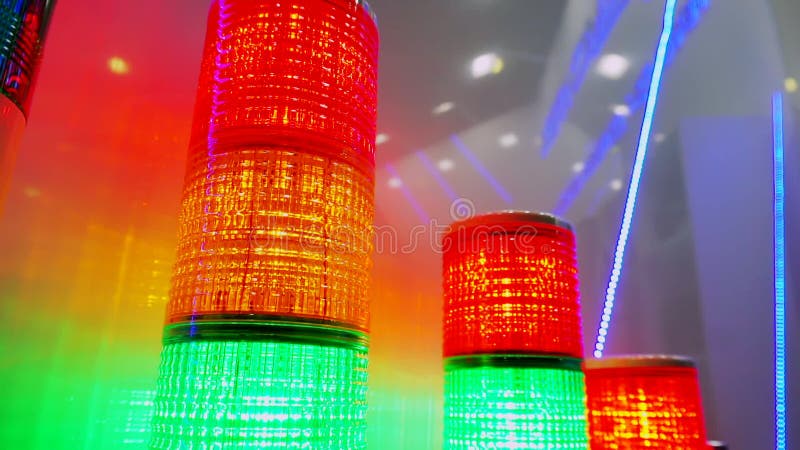 Stack Lights in Automated Production Module in Factory. Close-up Stock ...