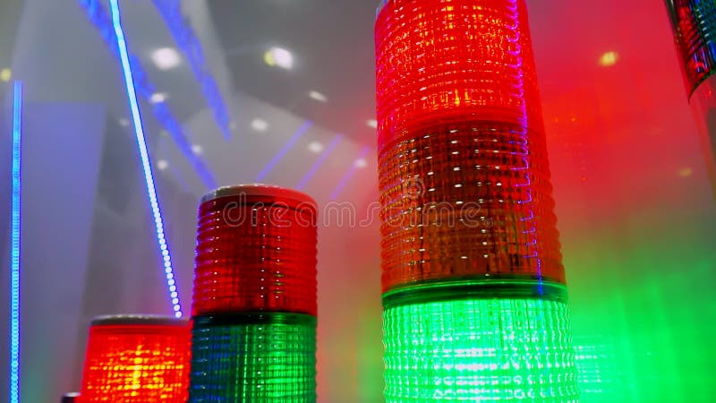 Stack Lights in Automated Production Module in Factory. Close-up Stock ...