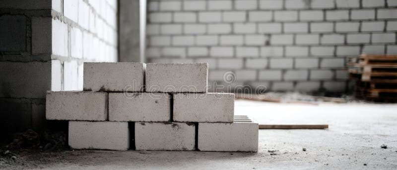 Stack of Lightweight Concrete Blocks for Interior Wall Construction in ...