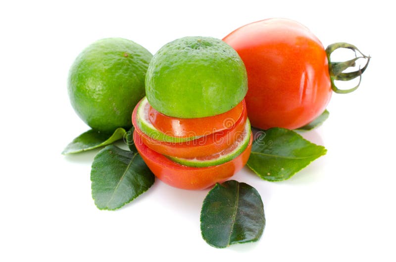 Stack of Lime and Tomato Slices Stock Image - Image of plant ...