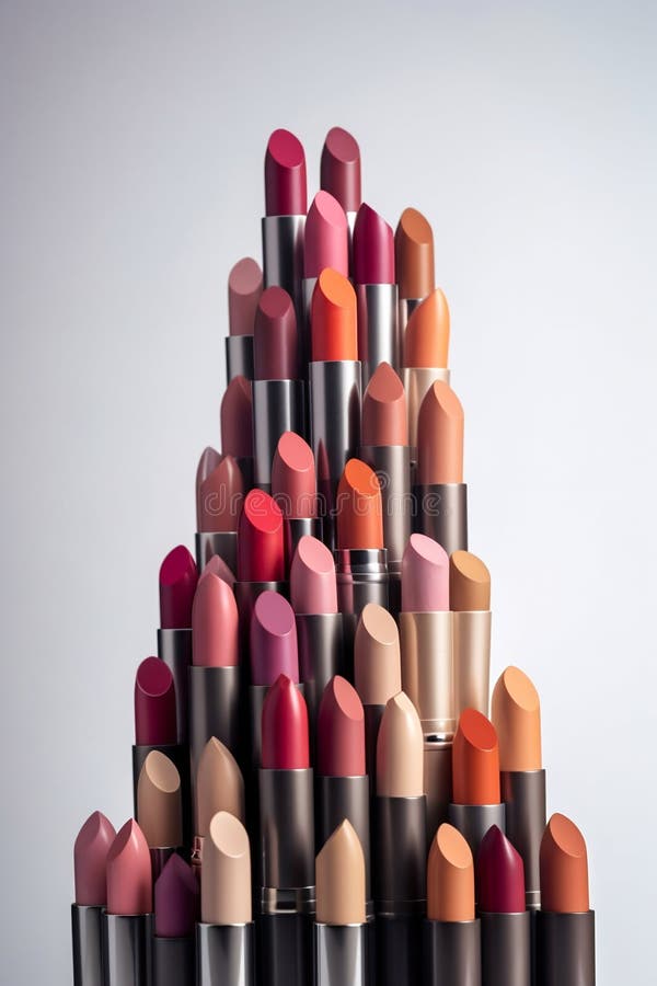 Stack of Lipsticks on White Background. Generative Ai Stock ...
