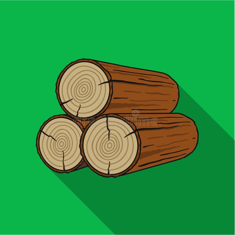 Stack of Logs Icon in Flat Style on White Background. Sawmill and ...