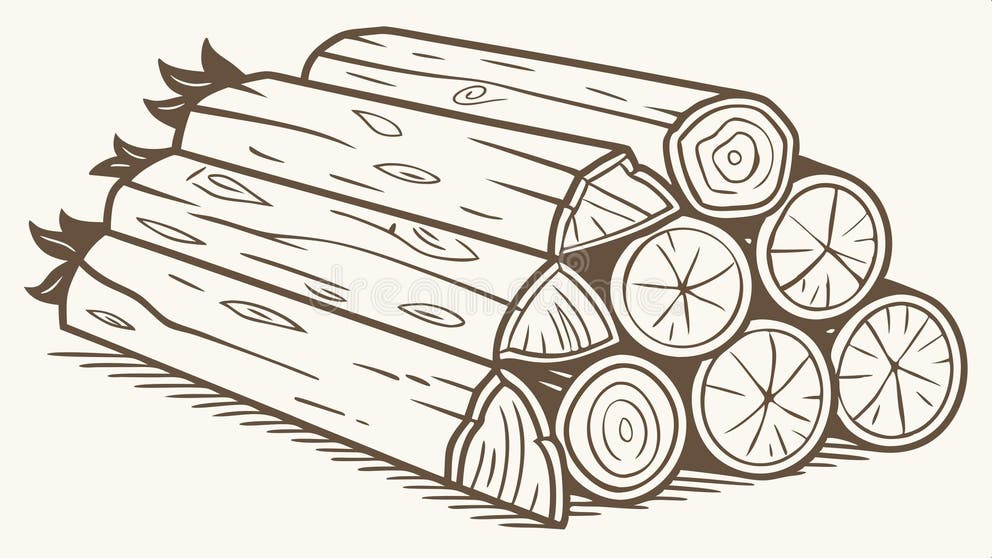 Stack of Logs Illustration, Natural Woodpile Element Vector Design ...