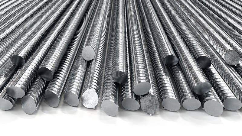 Stack of Heavy Metal Reinforcement Bars on the White Background. 3d ...