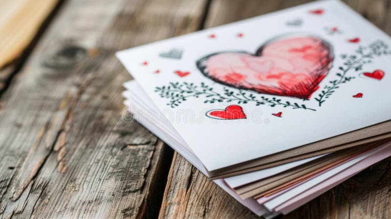 A Stack of Lovethemed Cards with Handdrawn Illustrations and ...