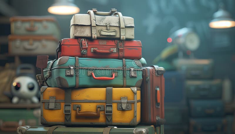 A Stack of Luggage, Backpack, and Briefcase for a Journey Generated ...