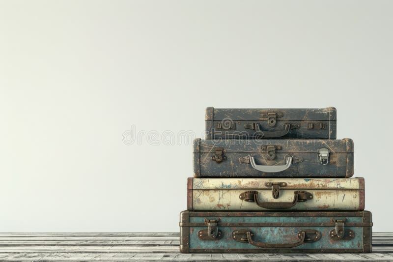 A Stack of Luggage on a Wooden Floor, Suitable for Travel Concepts ...