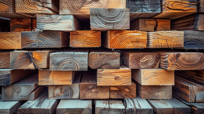 Stack of Lumber at Sawmill Ready for Construction. Generative Ai Stock ...