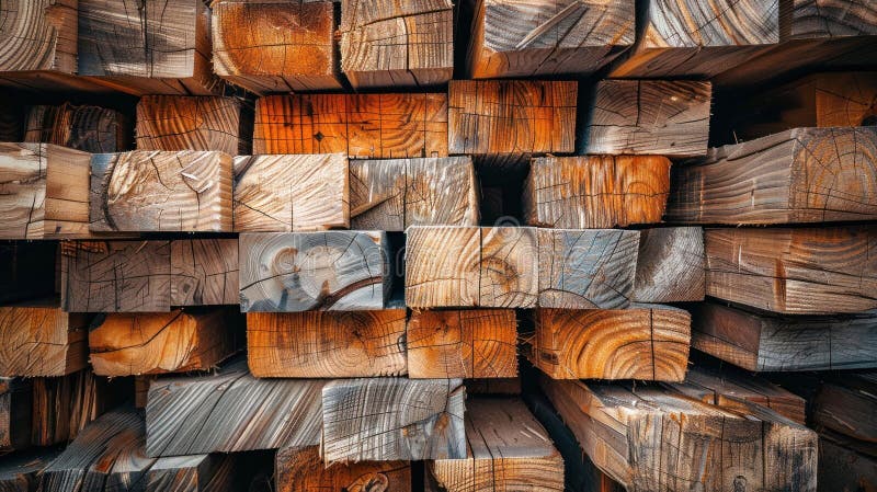 Stack of Lumber at Sawmill Ready for Construction. Generative Ai Stock ...