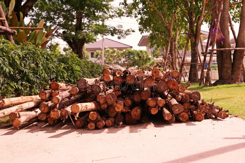 Stack of Lumber for Using in Garden Decoration Management Stock Photo ...