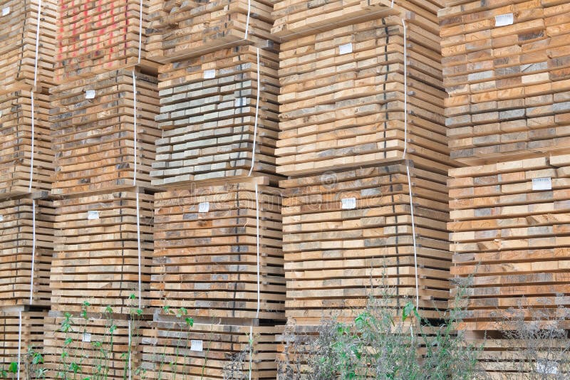 Stack of Lumber Wood in Timber Logs Storage Stock Photo - Image of ...