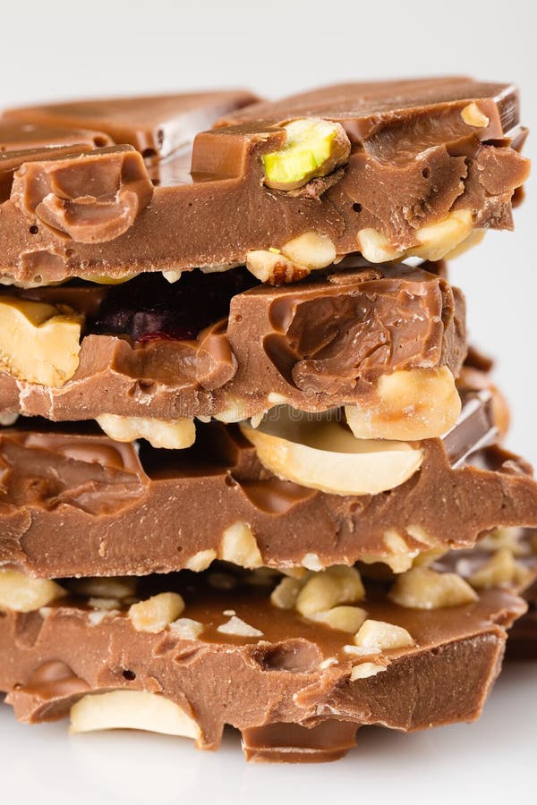Stack of Luxury Handmade Milk Chocolate Bars with Different Nuts Stock ...