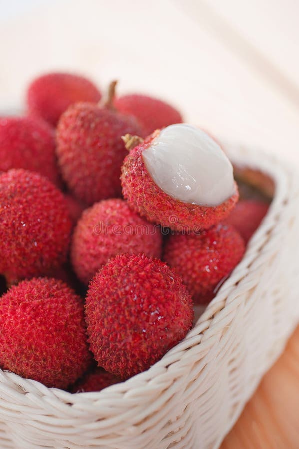 Stack lychee in basket stock image. Image of lechee, colorful - 71616207