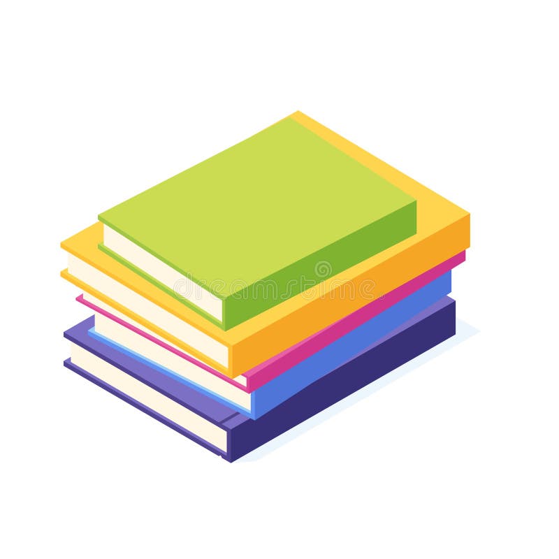 Stack of Lying Paper Book with Hard Cover Isometric. Stock Illustration ...