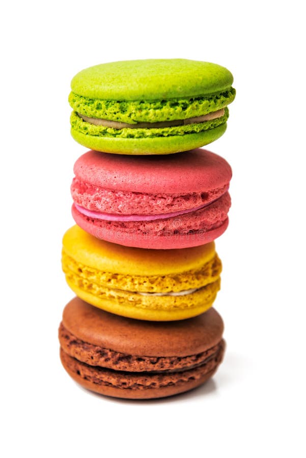 Stack of Macaroons on White Stock Photo - Image of confectionery, cream ...