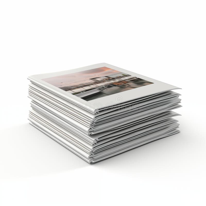 Stack of Magazines with Aerial Photo Cover on White Background Stock ...