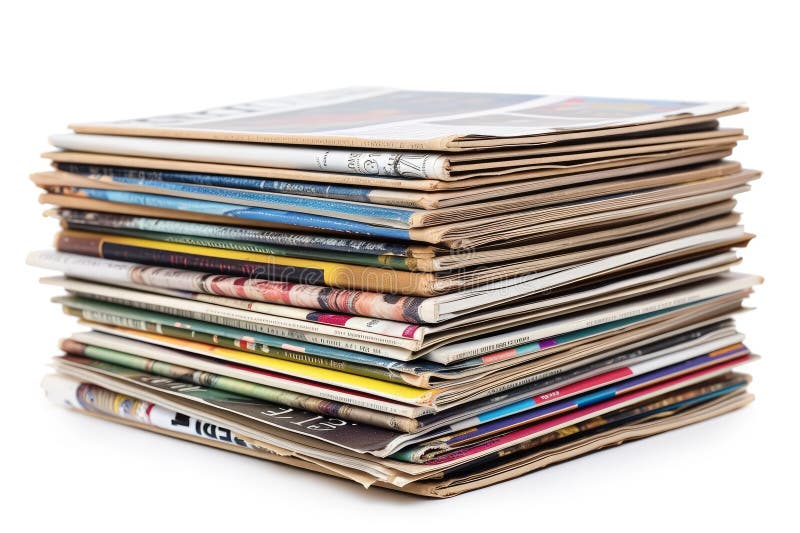 Stack of Magazines Isolated on White Background Stock Illustration ...