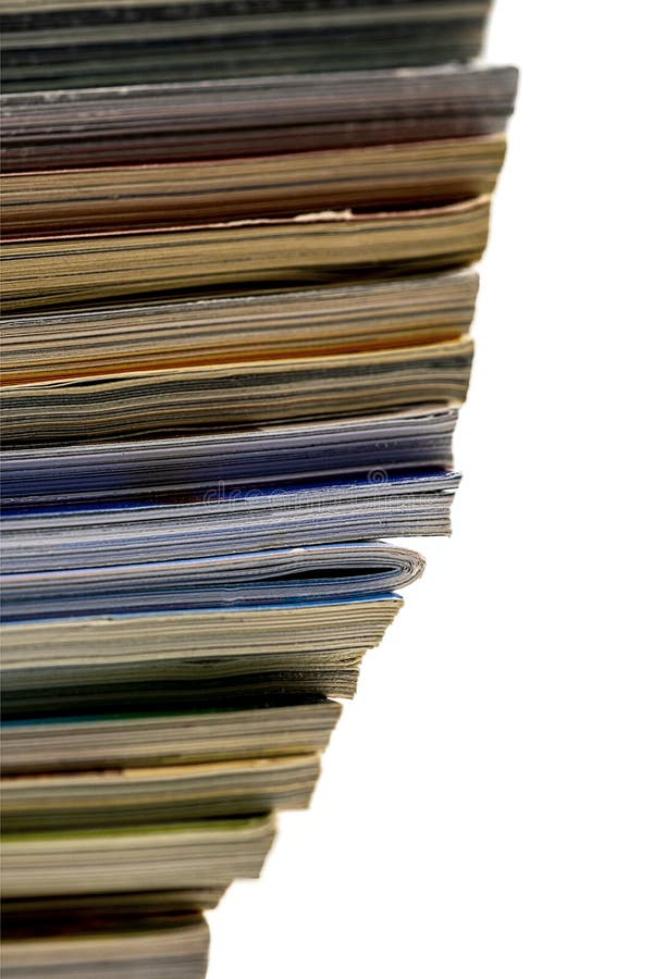 .stack of Magazines Isolated on White Background Stock Photo - Image of ...