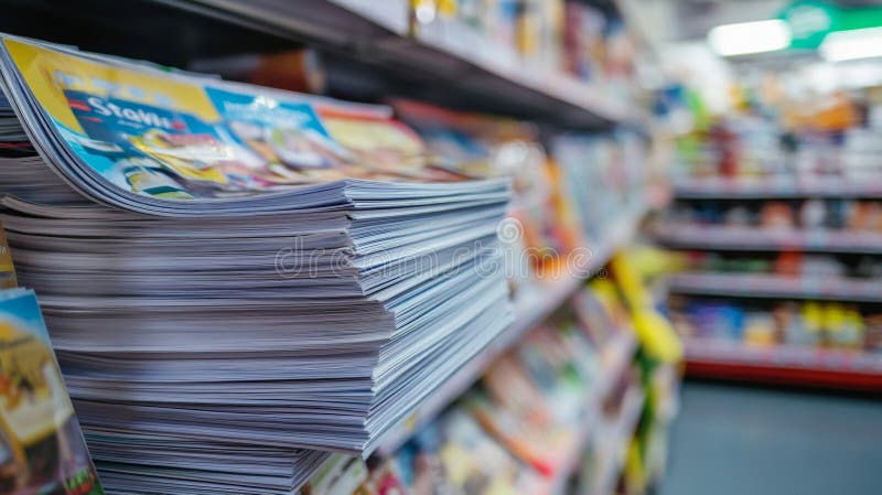 Stack of Magazines on a Shelf in a Store Stock Illustration ...