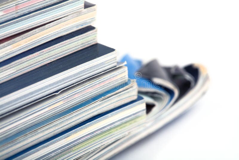 Stack of Magazines Studio Isolated on White Stock Photo - Image of ...